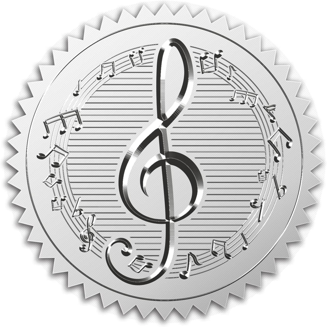 2 Gold Foil Sticker Music Note 100pcs Certificate Seals Silver Embossed ...