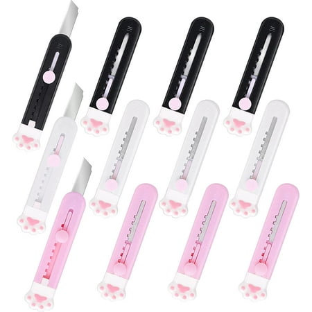 12 Pieces Cute Paw Box Cutter Cartoon Pointed Cute Cardboard Cutter ...