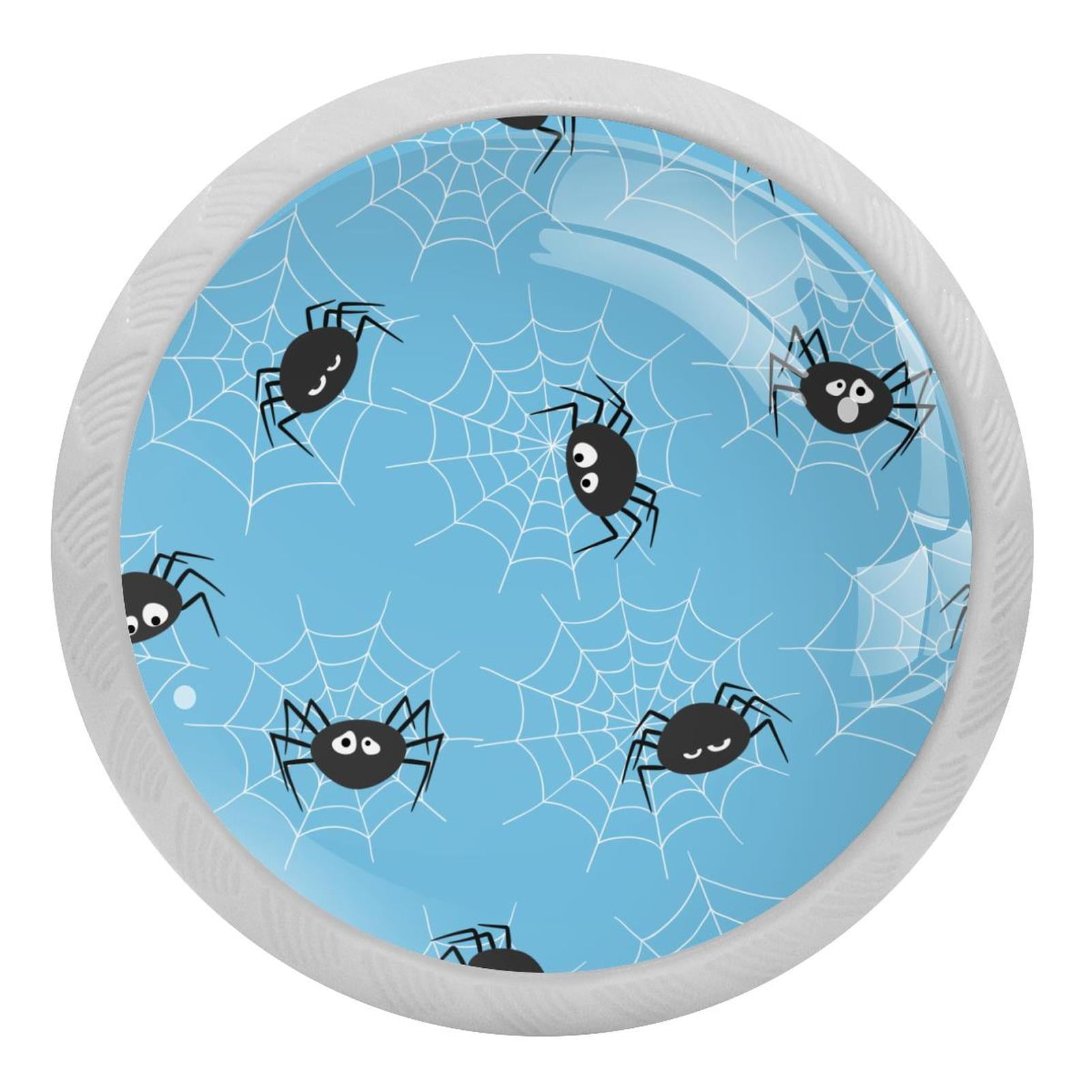 4PCS Round Spiders and Spider Webs Cabinet Fluorescence Knob Glowing in ...