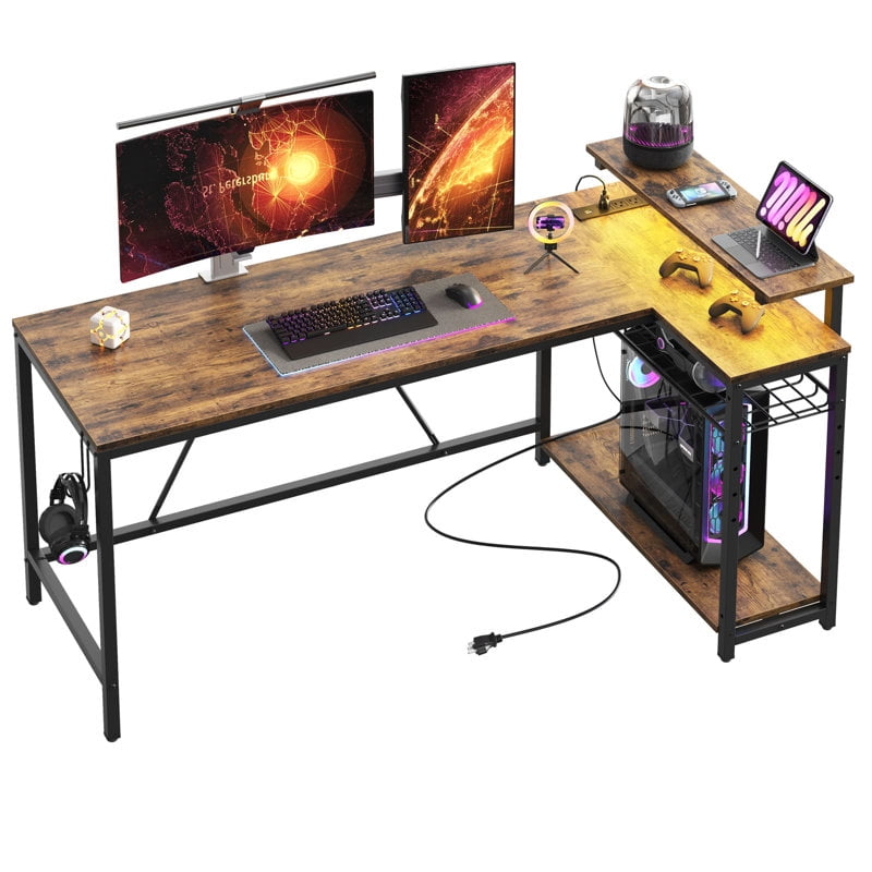 Click here for Bestier 58 Gaming Desk With Led Lights L Shaped Co... prices