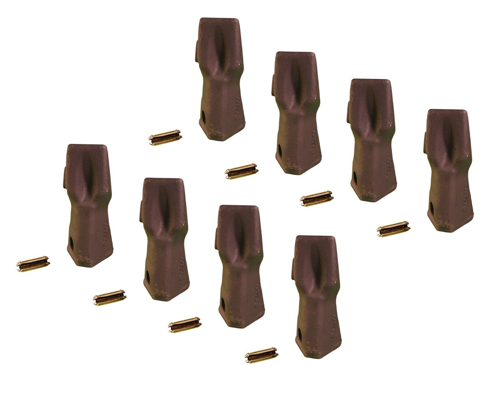 8 Backhoe Bucket Teeth 195-7205 - Impact Tip, w/ Pins, fits CAT DRS200 ...