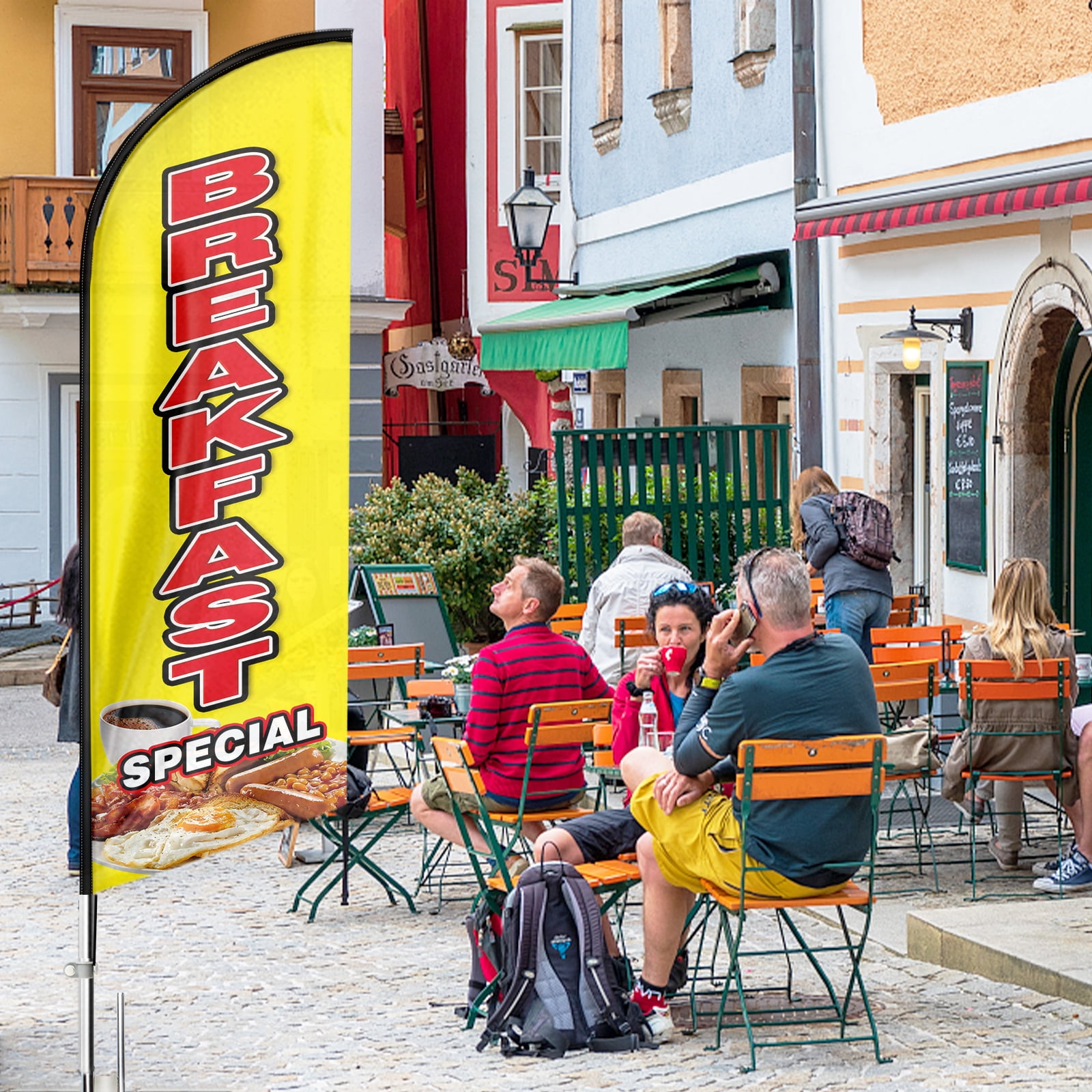 Breakfast Swooper Flag, 8FT Breakfast Advertising Feather Flag ...