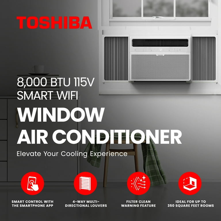 Toshiba 8000 BTU 3 in 1 Smart WiFi Window AC with Remote ENERGY STAR Suitable for 250 350sqft Refurbished Walmart