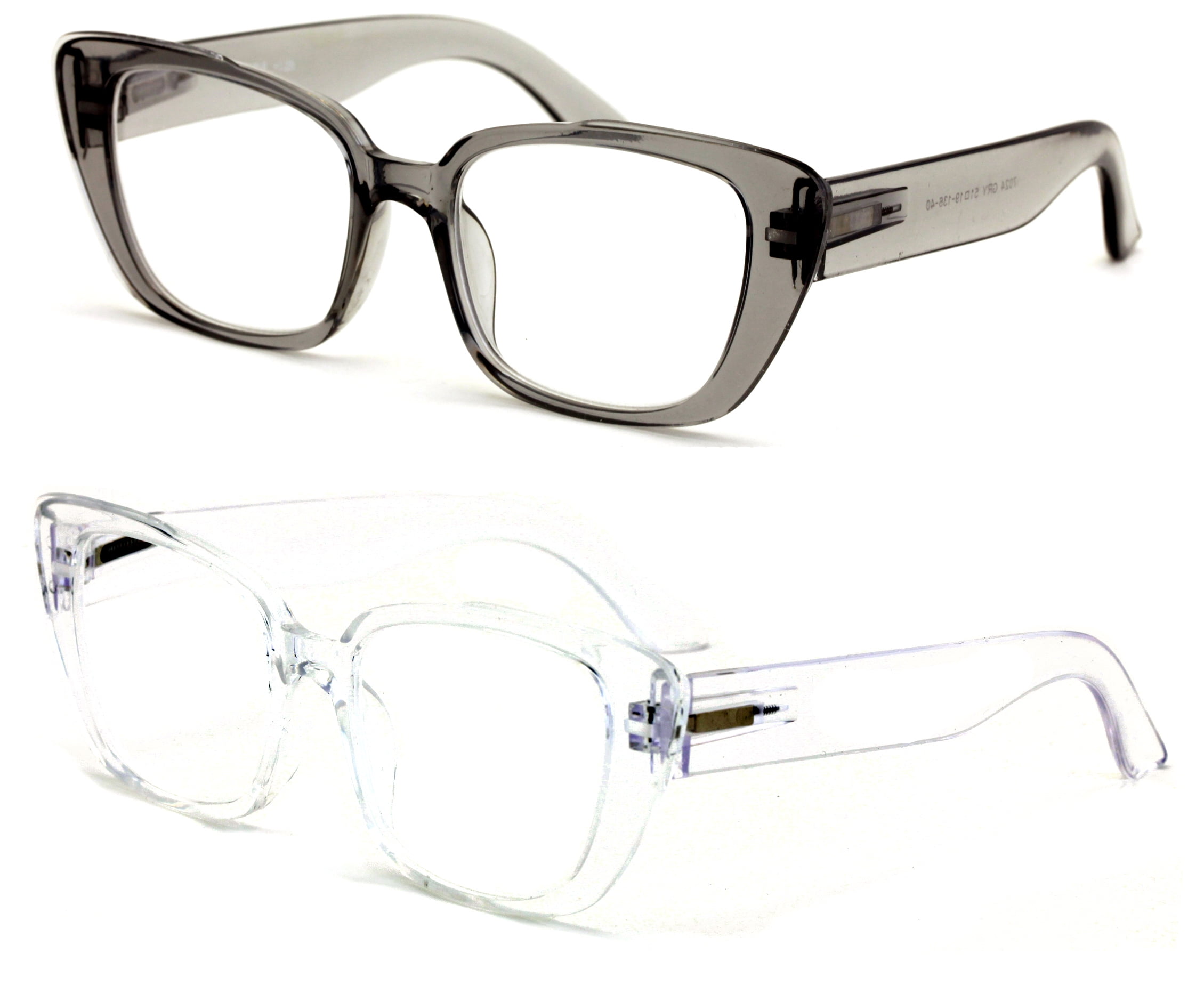 2 Pairs Women Oversize Transparent Reading Glasses - Spring Hinge ...