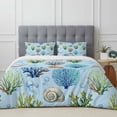 California King Size Duvet Cover 4 Piece Bedding Set Coastal Shell ...