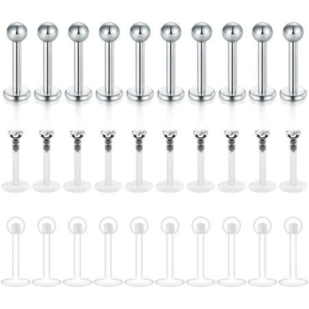 HTWW 16g Clear Lip Rings Lip Studs Monroe Medusa Piercing Jewelry ...