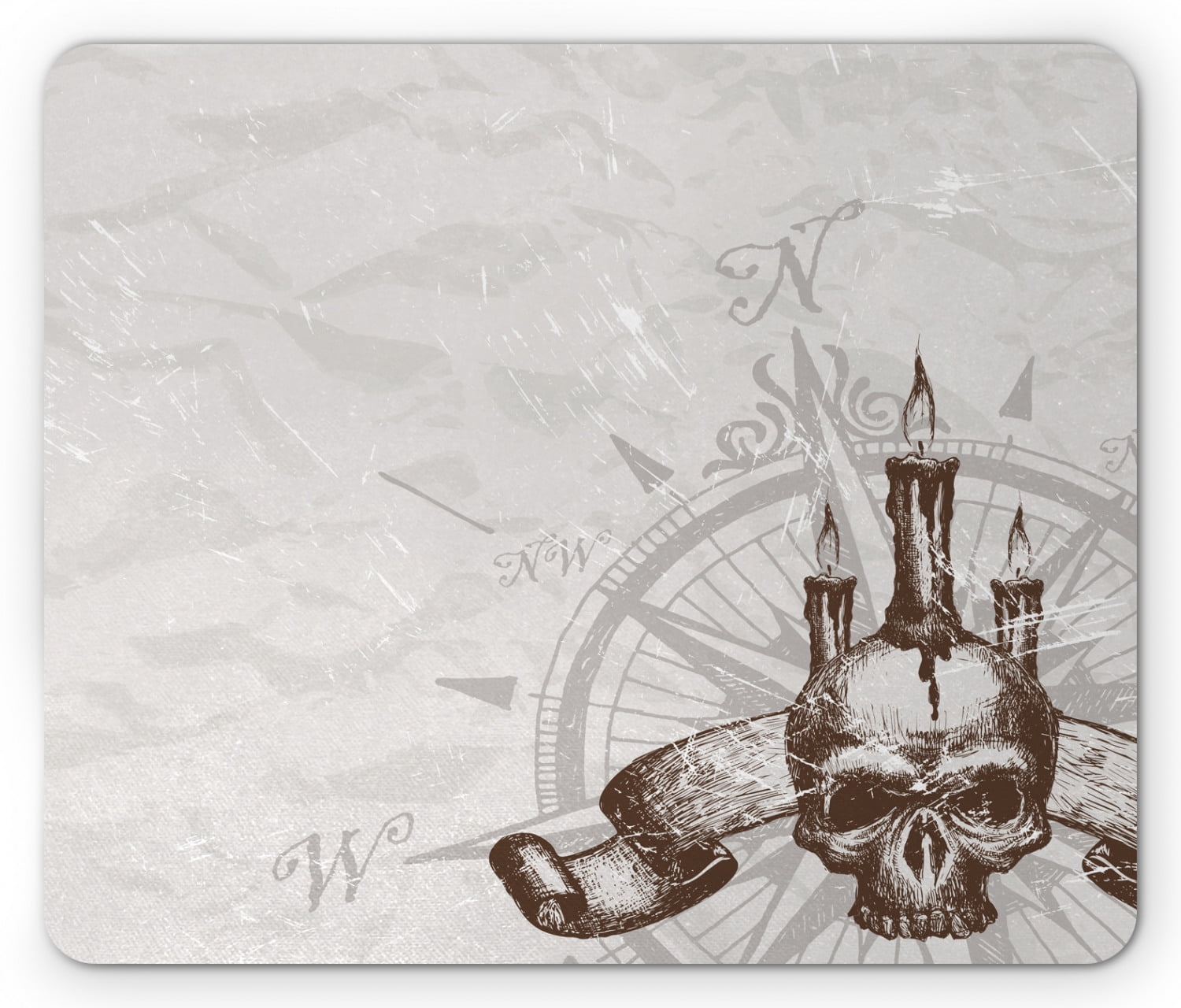 Compass Mouse Pad, Compass with Skull and Candles Spooky Adventure New ...