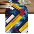 Abstract Diagonal Blocks Table Runner 14x72 Inch Art Geometric Navy ...