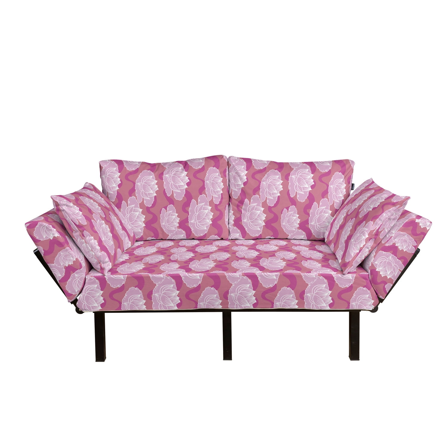 Lotus Futon Couch, Flower Arrangement Japanese Folklore Waterlilies on ...