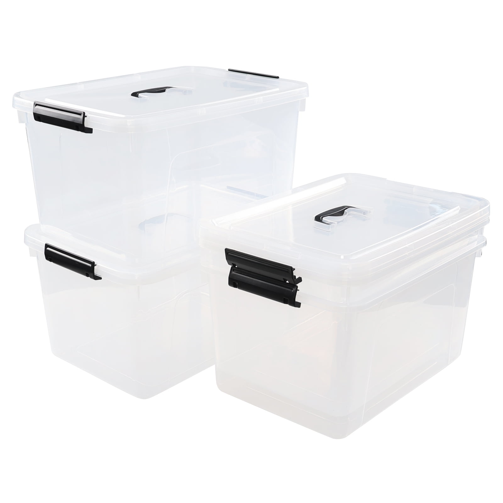 Idomy 17.5 L Plastic Storage Box, Clear Storage Bins with Lid, Pack of ...