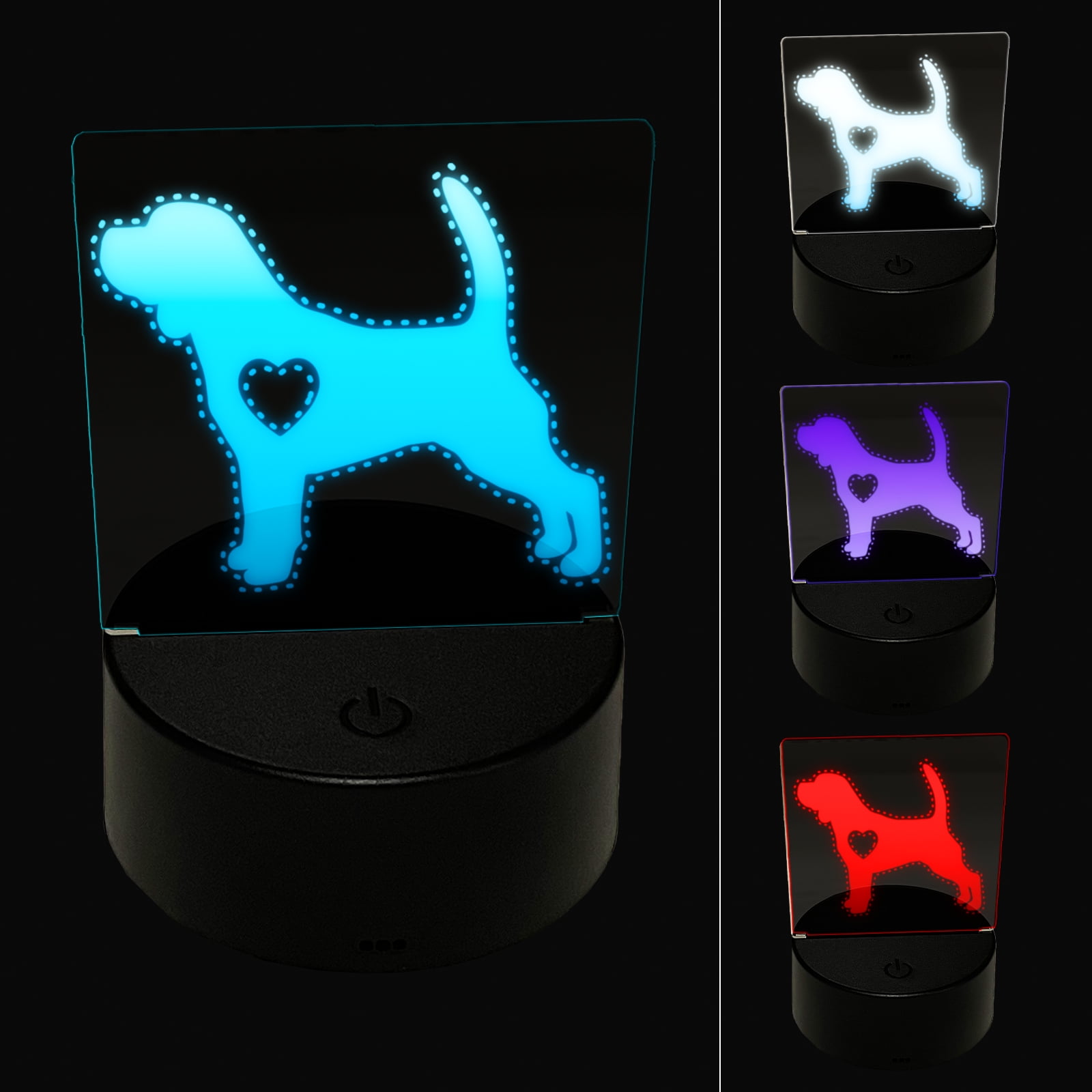 Beagle Dog with Heart LED Night Light Sign 3D Illusion Desk Nightstand ...