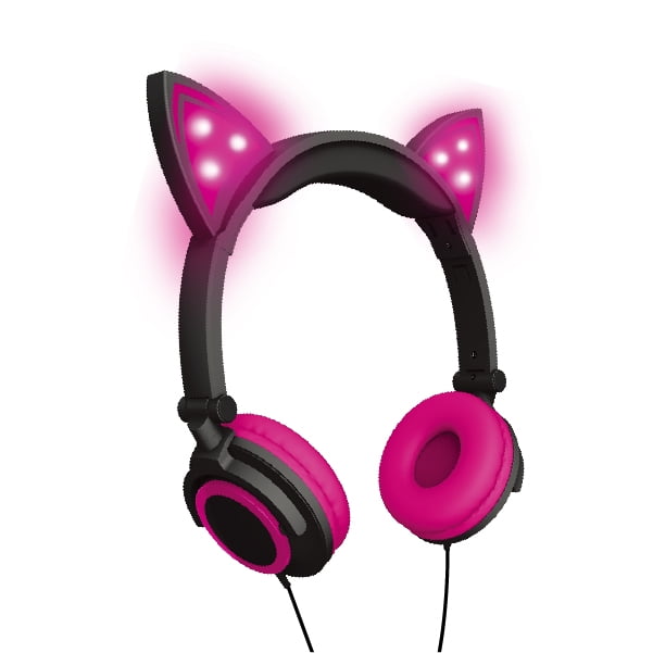 Hype Wired Pink LED Cat Ear Headphones with 3.5mm Jack Plug - Walmart.com