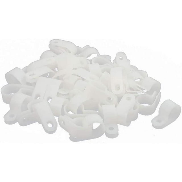 50 Pcs creamy-white Nylon R-Type Cable Clamp 5/8" for Cables Tubings ...