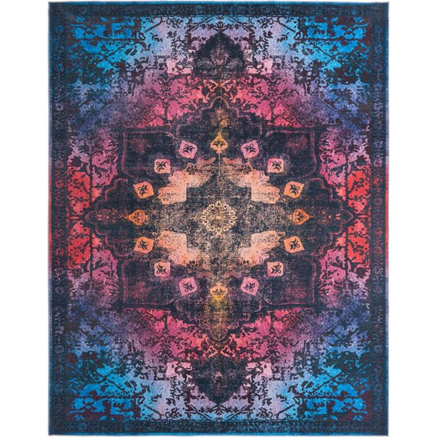 Rugs.com Francesca Collection Washable Rug – 10' x 13' Multi Black ...