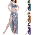 Alkepwun 2 Piece Sets for Women Summer Sexy Sequin Crop Top and High ...