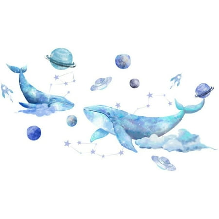 Ocean Wall Decals Whale Wall Decals Marine Animal Stickers Galaxy Wall ...