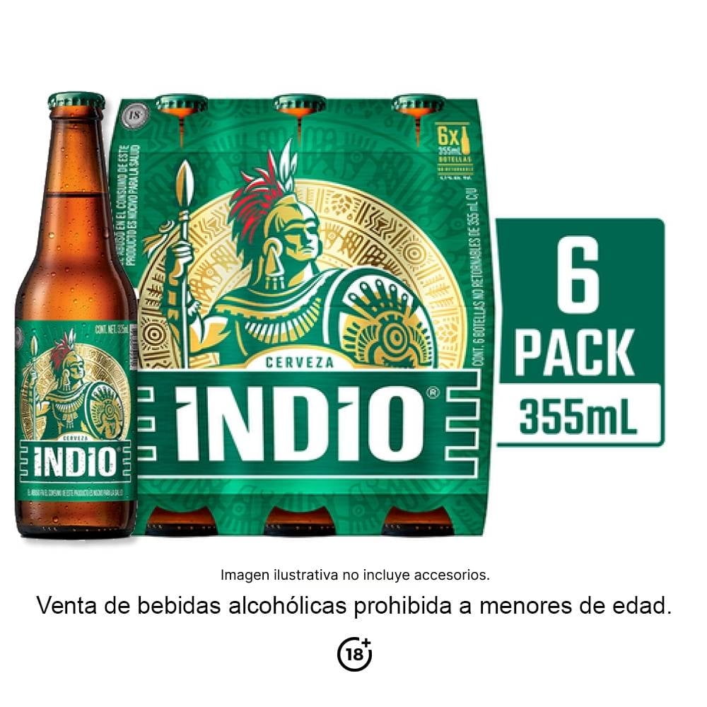 Cerveza oscura Indio 6 botellas de 355 ml c/u | Bodega Aurrera en línea