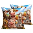 Cartoon Animal Pillow Covers Set of 2, Cow Sheep Horse Pig Kitten ...