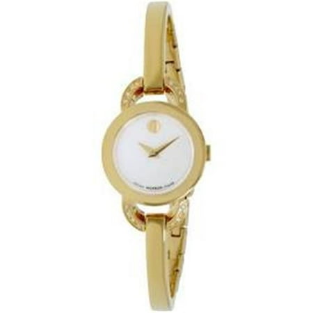 Movado 606889 Womens Rondiro Quartz White Mother of Pearl Dial Gold PVD ...