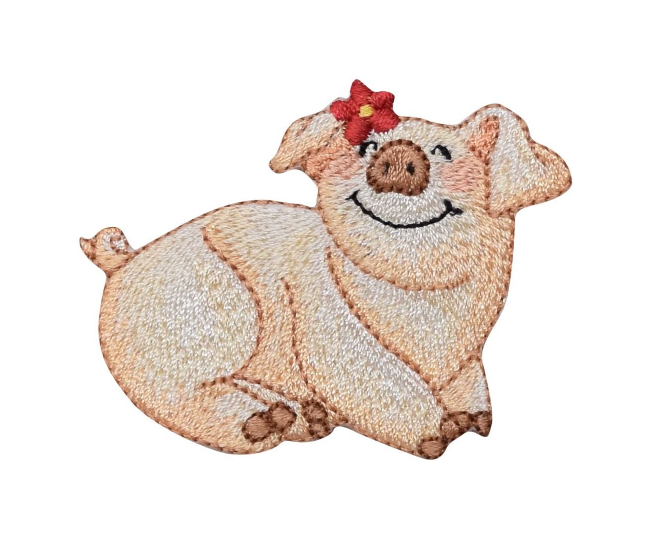 Childrens Pink Pig with Daisy Iron On Embroidered Patch - Walmart.com