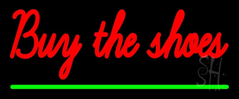 Red Buy The Shoes LED Neon Sign 6 x 15 - inches, Black Square Cut ...