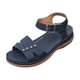 OKBOP Women Closed Toe Buckle Slide Wedge Sandals Flat Arch Support ...