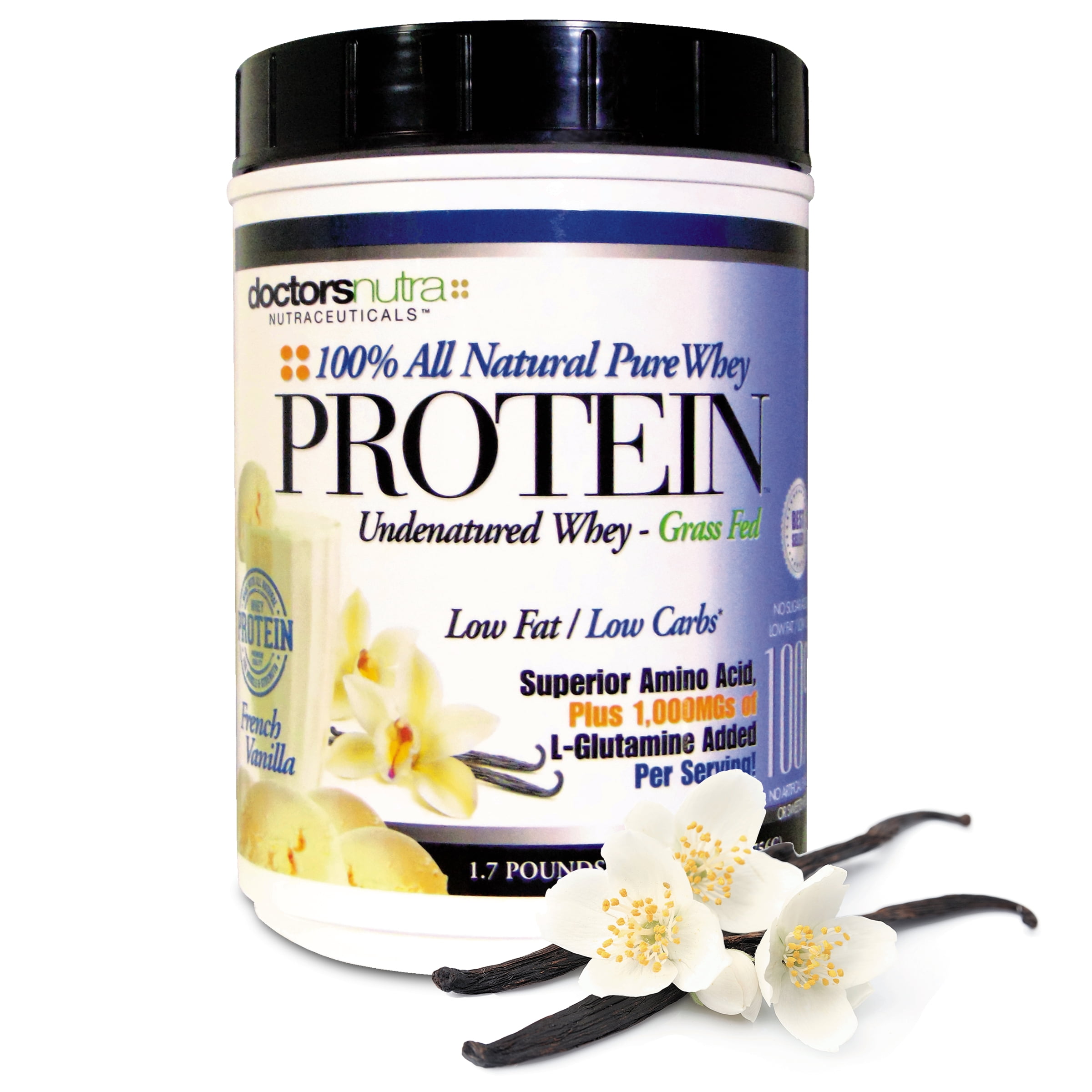 Pure 100 Percent 1.7 lb - Undenatured Grass Fed Whey Protein by Doctors ...