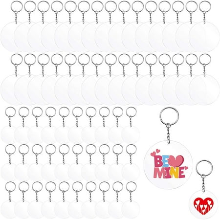 60 Sets Acrylic Keychain Blanks 3 Inch and 2 Inch Clear Acrylic Discs ...