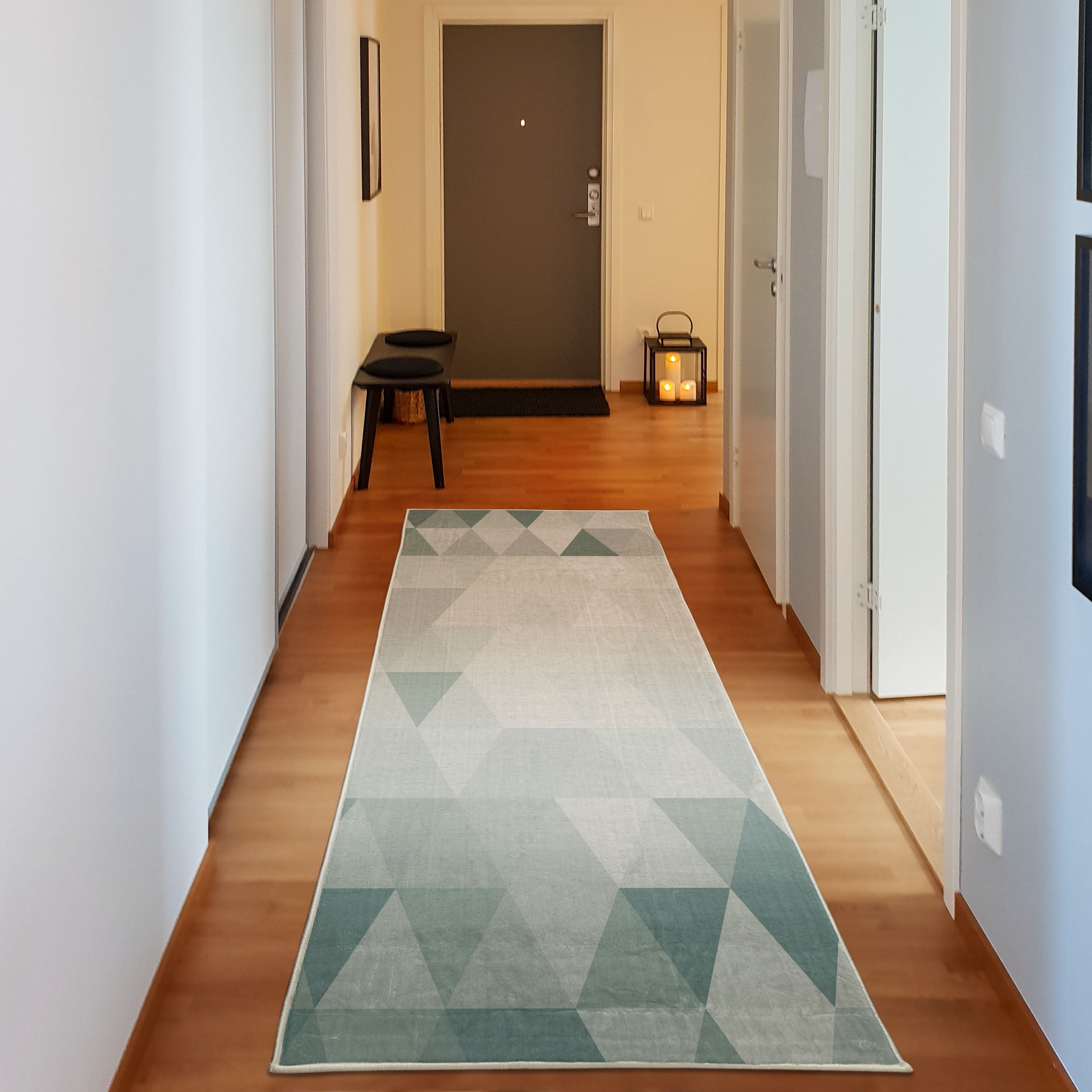 Geometric Decorative Rug, Triangle Mosaic Shapes Patterns with Abstract ...