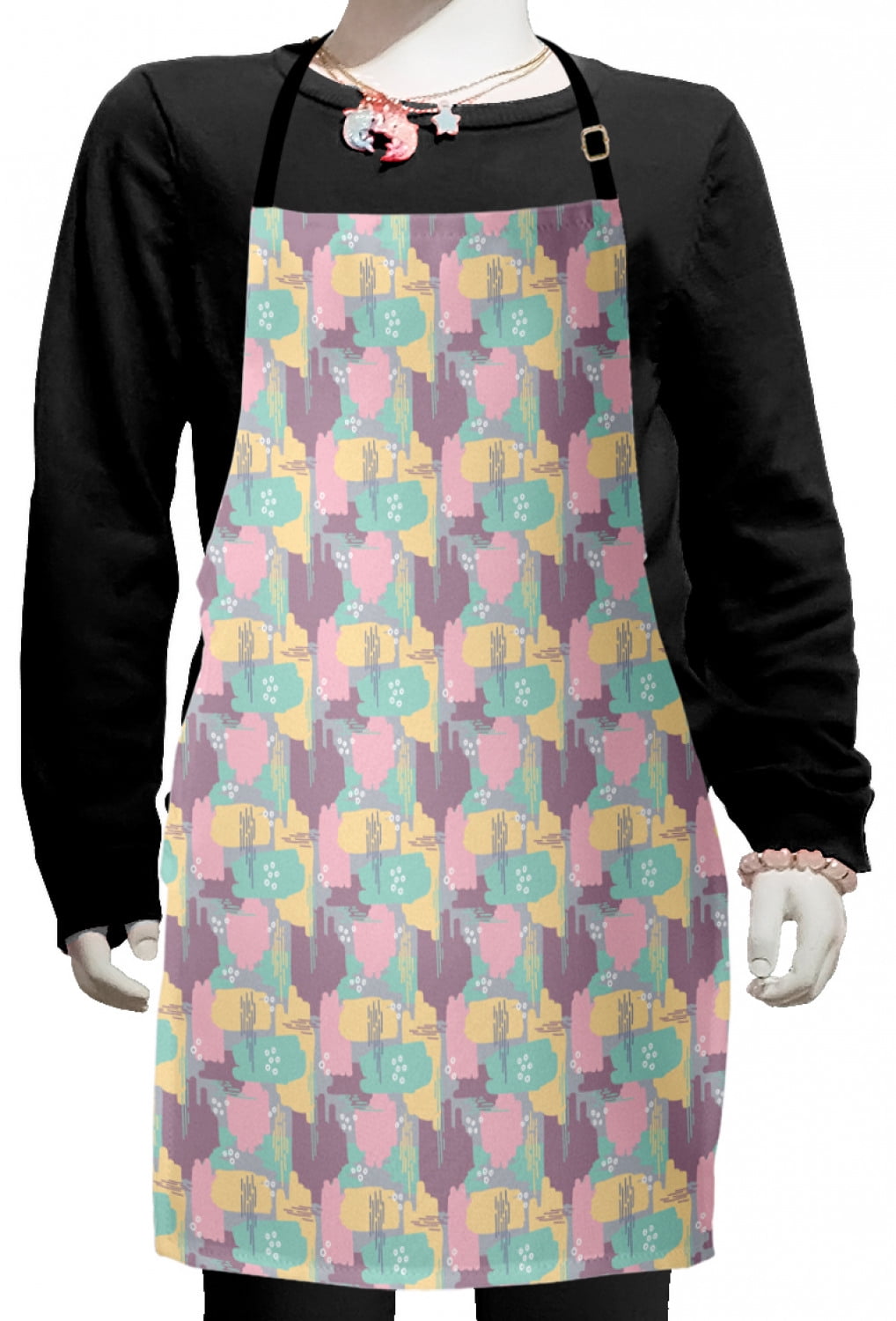 Abstract Kids Apron, Pastel Color 90s Retro Memphis Style Paint Brush ...