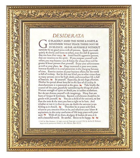 Desiderata Picture Framed Wall Art Decor Large, Gold-Leaf Acanthus-Leaf ...