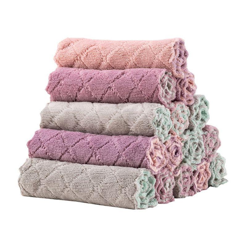 Ochine 10-Pack Microfiber Cleaning Cloth Dish Towels, Double-Sided Dish ...