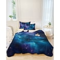 Blue Starry Sky 3 Pieces Quilt Set, 1 Quilt with 2 Shams, Purple Teal ...