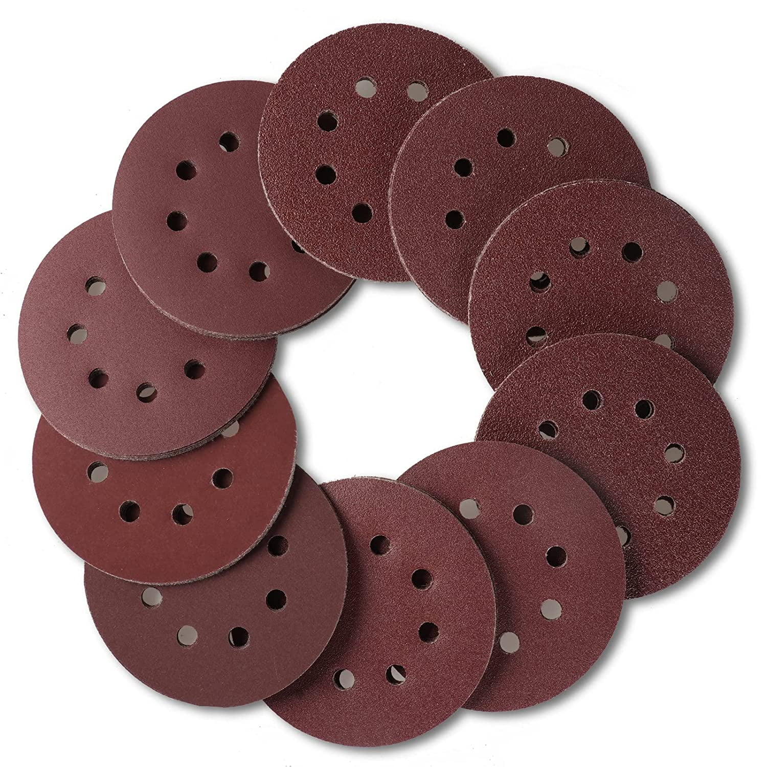 100 PCS 5 Inch Sanding Discs, 8 Hole Hook and Loop Sanding Discs 40/60 ...