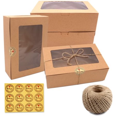Cookie Boxes 12 Pack Kraft Paper Large Baking Boxes with Window for ...
