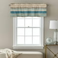 Bohemian Teal Valances for Windows, Brown Stripe Retro Wave Line ...