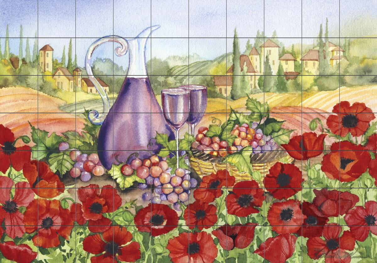 Tile Mural Kitchen Backsplash - Poppies of Toscano-KM - by Kathleen ...