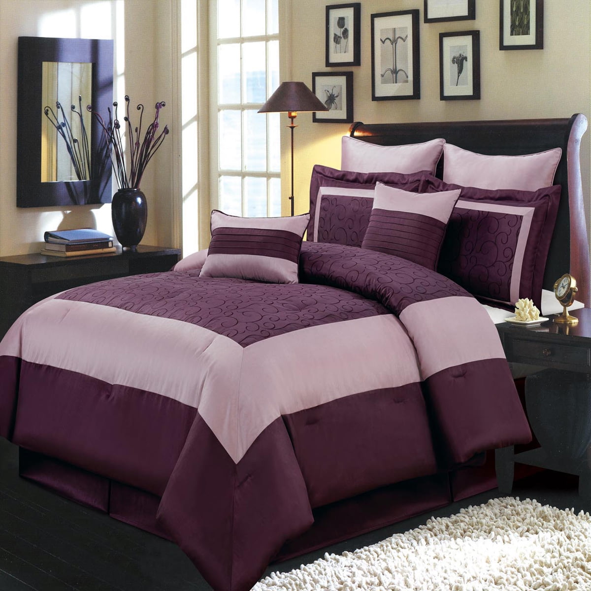 Elegant Wendy Purple 8-PC Bed in a Bag 100% Polyster Bedding Set ...