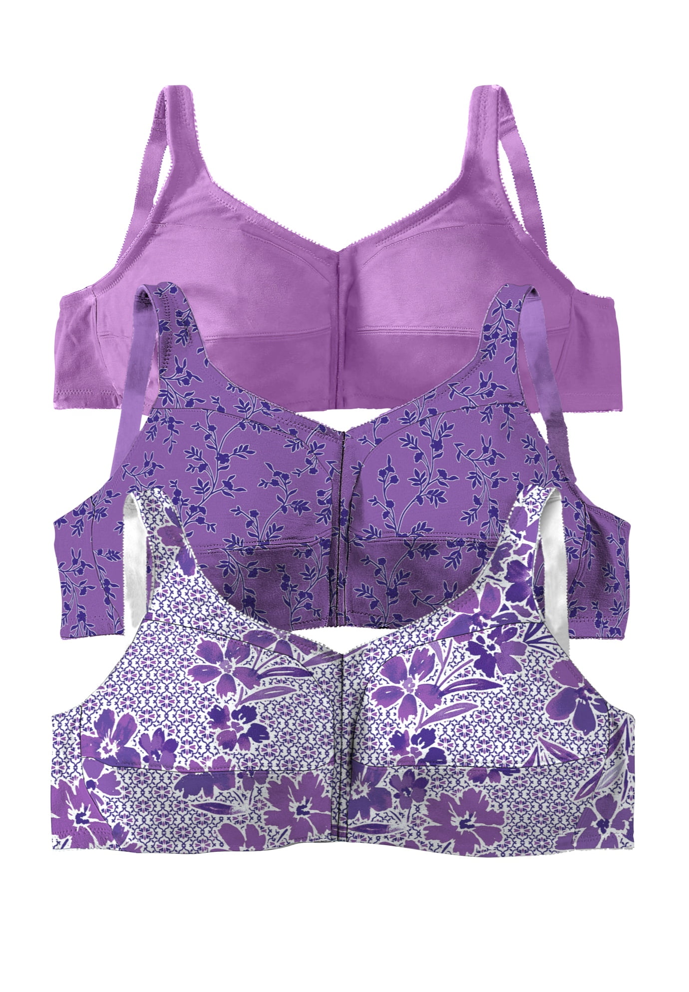 Comfort Choice - Comfort Choice Women's Plus Size 3-Pack Front-Close ...