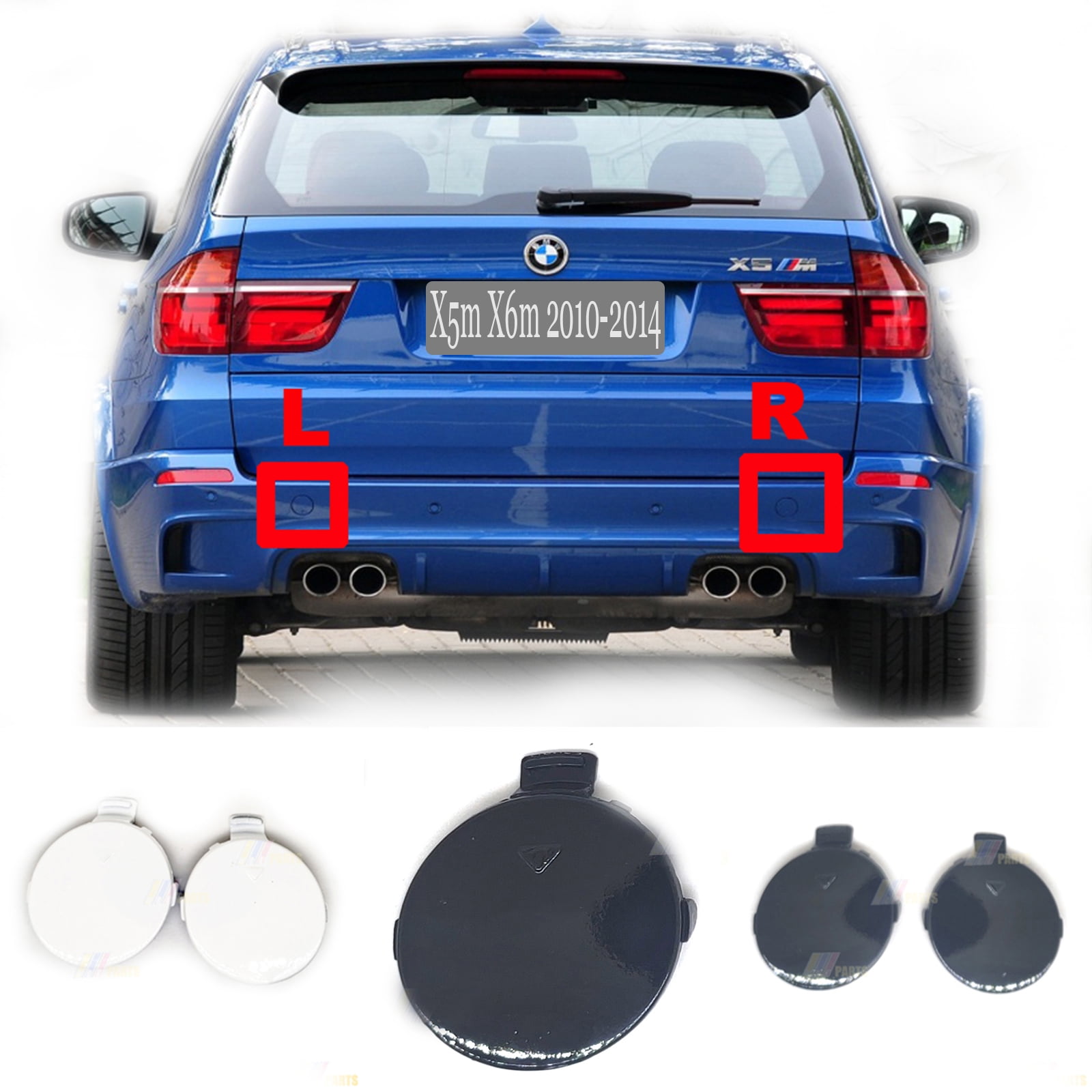 Trimla 2PCS Rear Tow Cover 09-13 for BMW M series E70 X5 M X5M SVA 2009 2010 2011 2012 2013 ...
