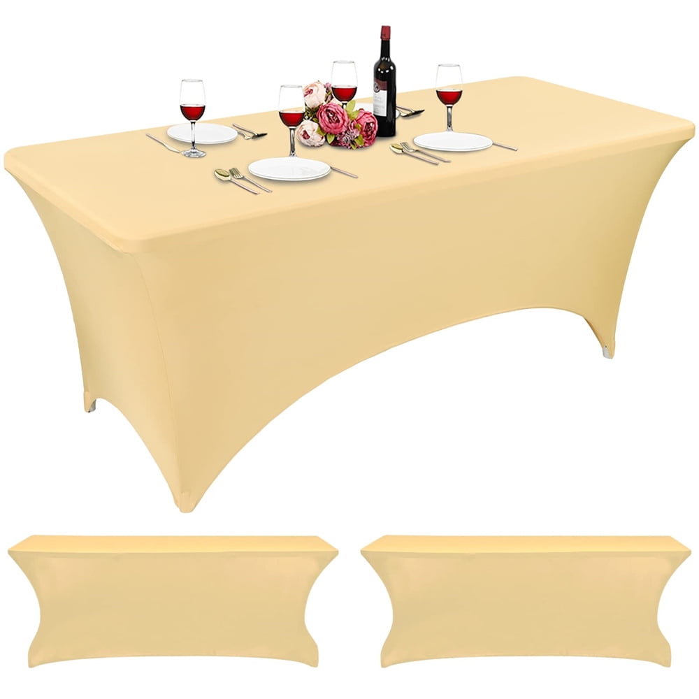 Pesonlook 2 Pack Spandex Tablecloth 6ft Polyester Fitted Rectangular ...