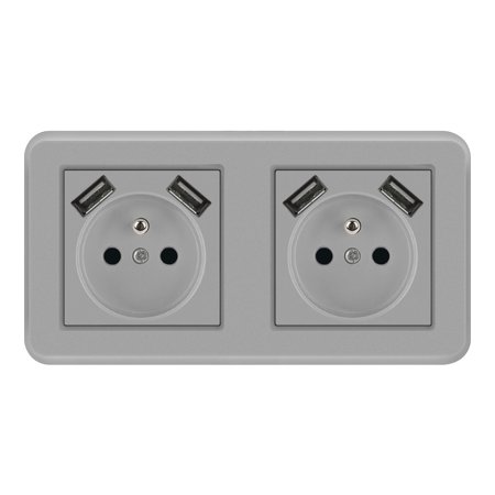 French socket 16A European socket type 82 recessed wall socket pc gray ...