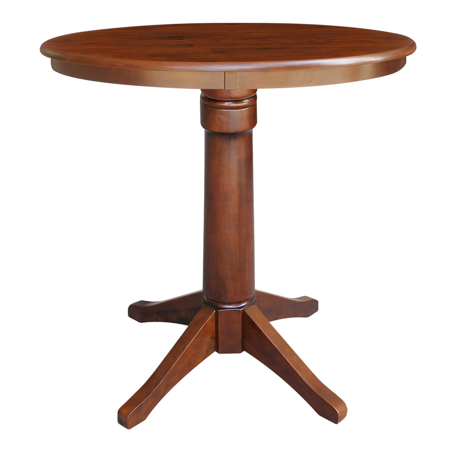 36'' Round Solid Wood Counter Height Pedestal Dining Table in Espresso ...