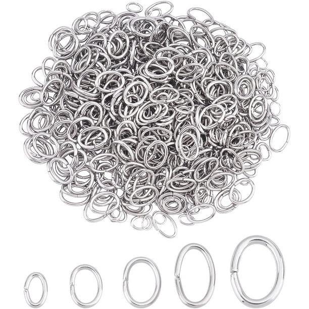 1000pcs 5 Sizes Oval Jump Rings Stainless Steel Close but Unsoldered ...