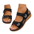 Bibifish Womens Wedge Sandals Open Toe Dual Buckle Adjustable Strap ...
