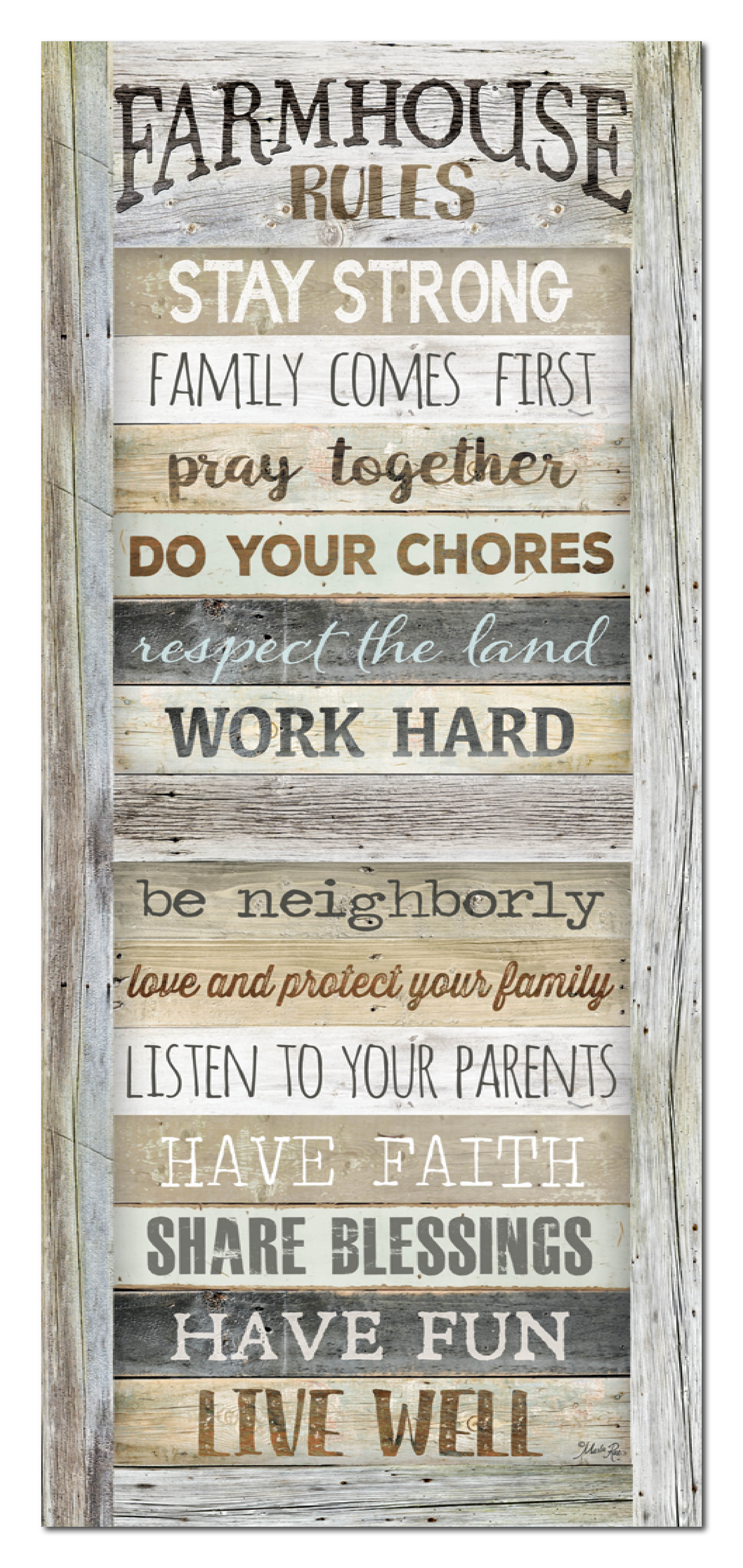 Gango Home Decor Country-Rustic Farmhouse Rules by Marla Rae (Printed ...