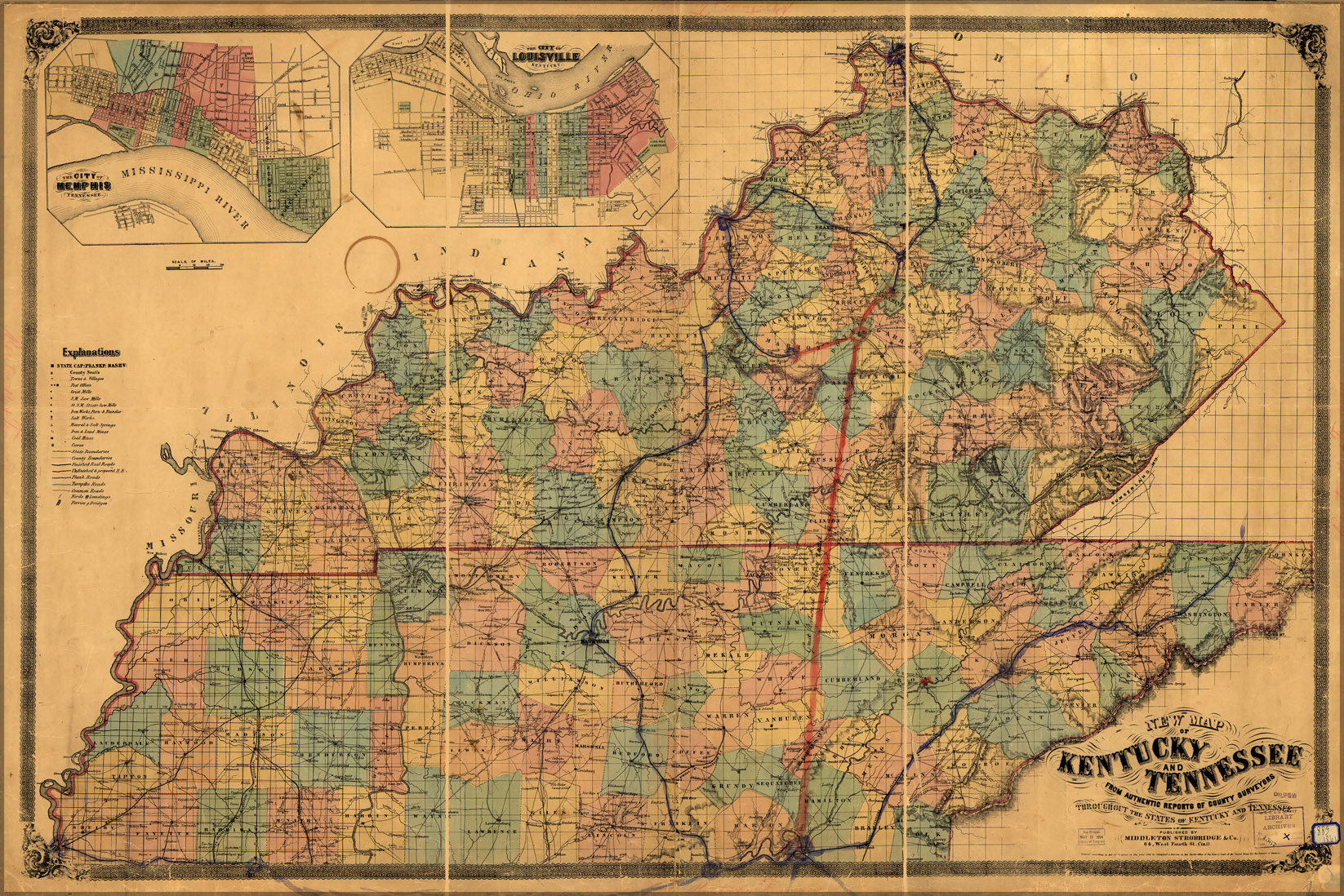 24"x36" Gallery Poster, map of Kentucky and Tennessee 1861 p3 - Walmart.com