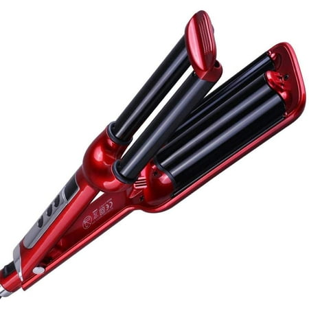 3 Barrels Hair Curler Curling Iron Wand Triple Tube Beach Wave Curler ...