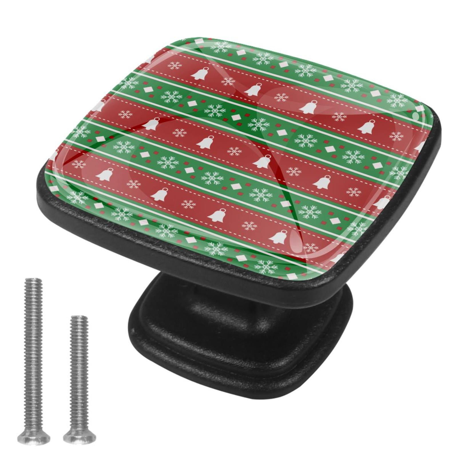 4 Pcs Cabinet Handle Drawer Pulls Christmas Knobs with Screws Square ...