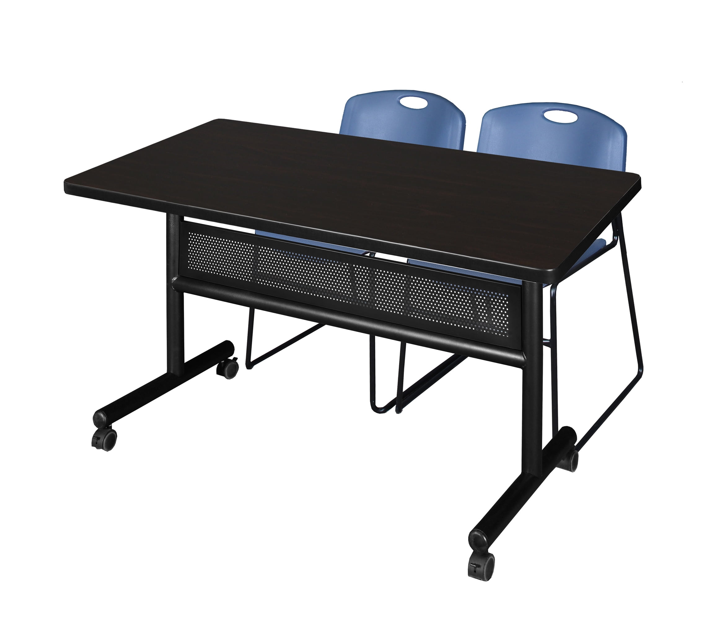 48" x 30" Flip Top Mobile Training Table with Modesty Panel- Mocha ...